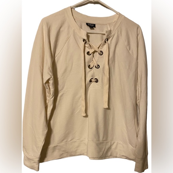 a.n.a | Tops | Ana A New Approach Lace Up Sweater Size Xl Beige Long ...